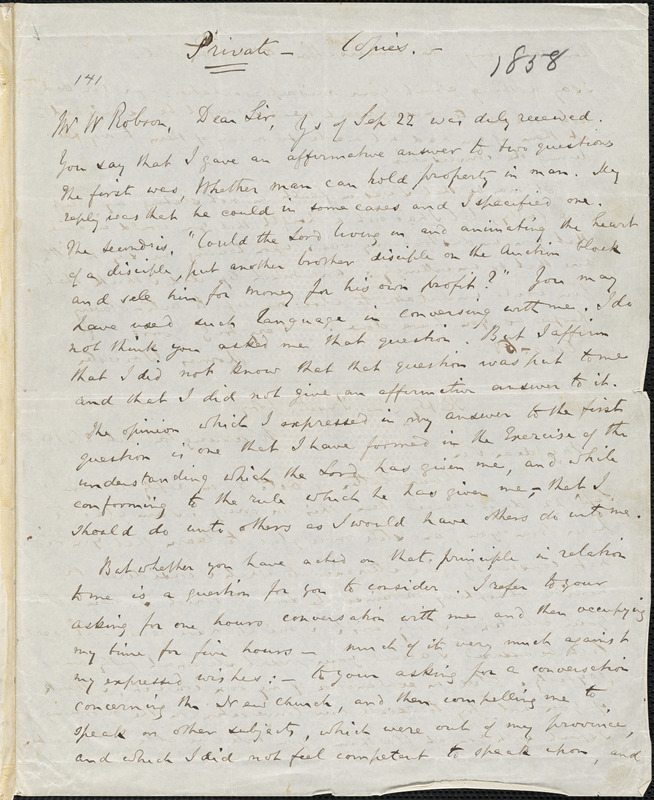 Letter from William Robson, Warrington, [England], to William Lloyd ...