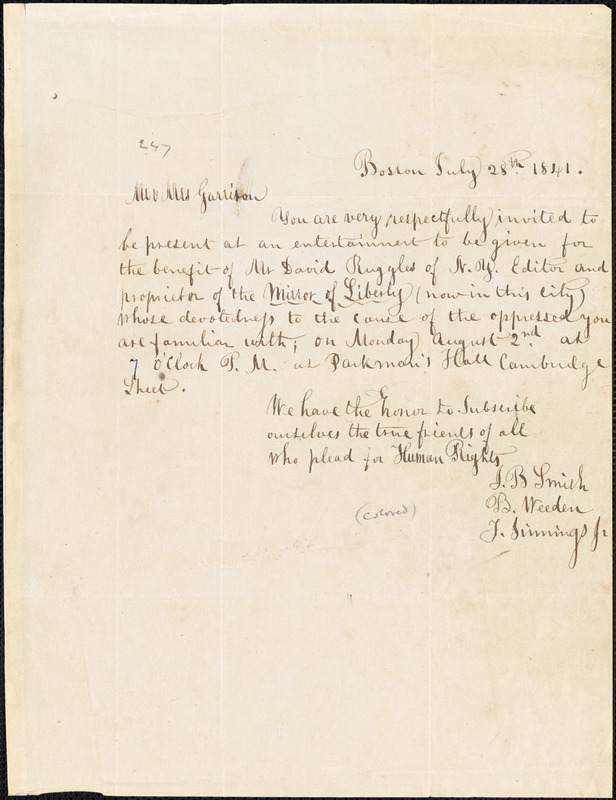 Letter from Joshua Bowen Smith, Benjamin Weeden, and T. Jimmings Jr ...