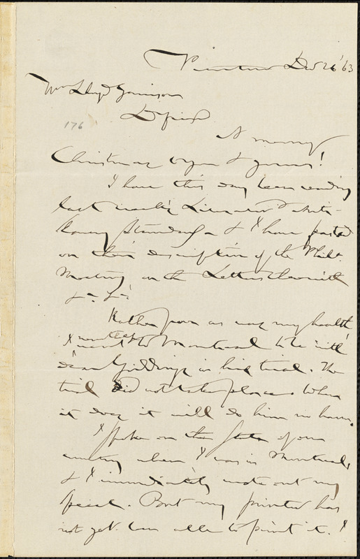 Letter from Gerrit Smith, Peterboro, [New York], to William Lloyd ...