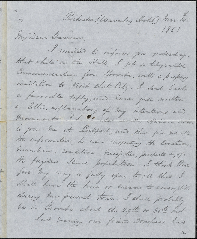 Letter from George Thompson,Rochester, [New York], to William Lloyd ...