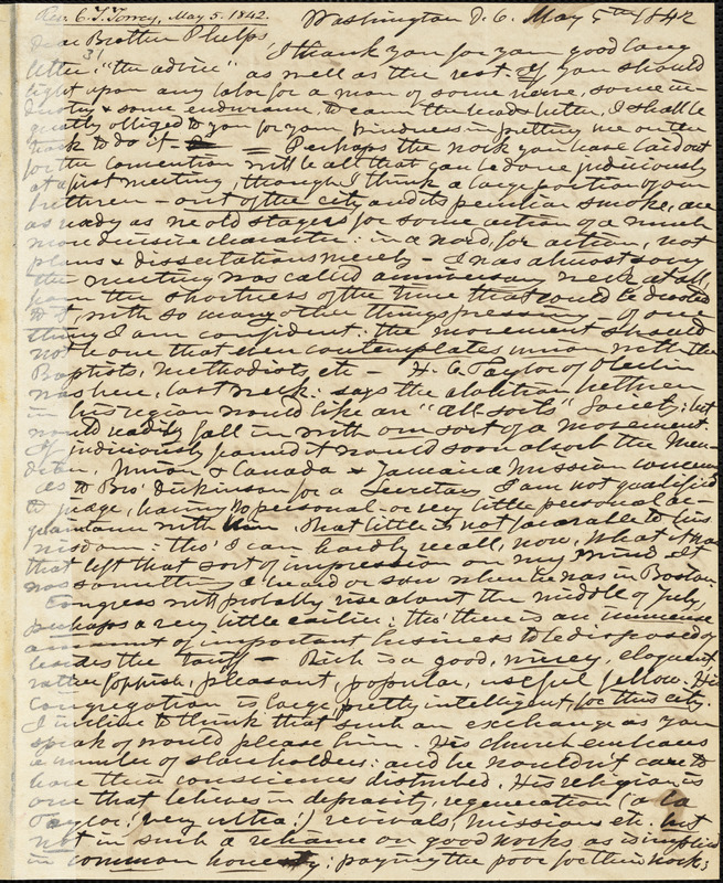 Letter from Charles Turner Torrey, Washington, D.C., to Amos Augustus ...