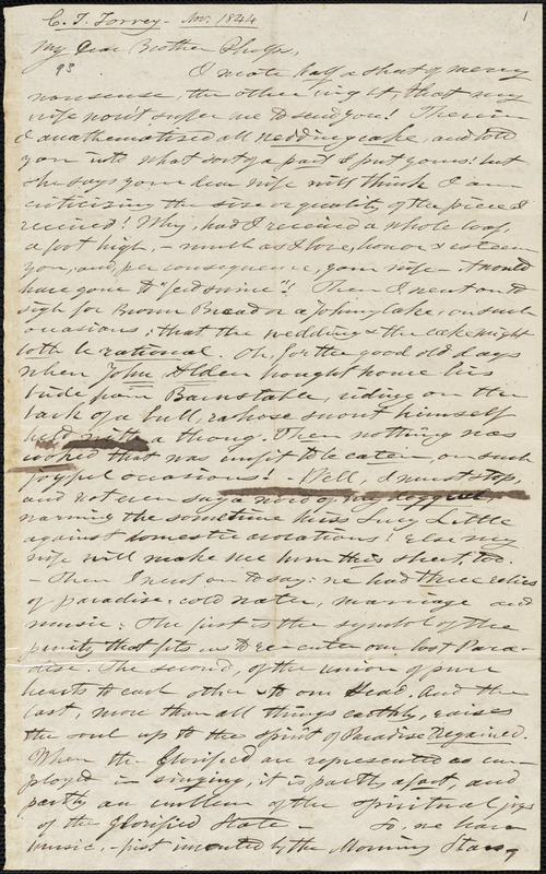 Letter from Charles Turner Torrey to Amos Augustus Phelps, 1844 Nov[ember] - Digital Commonwealth