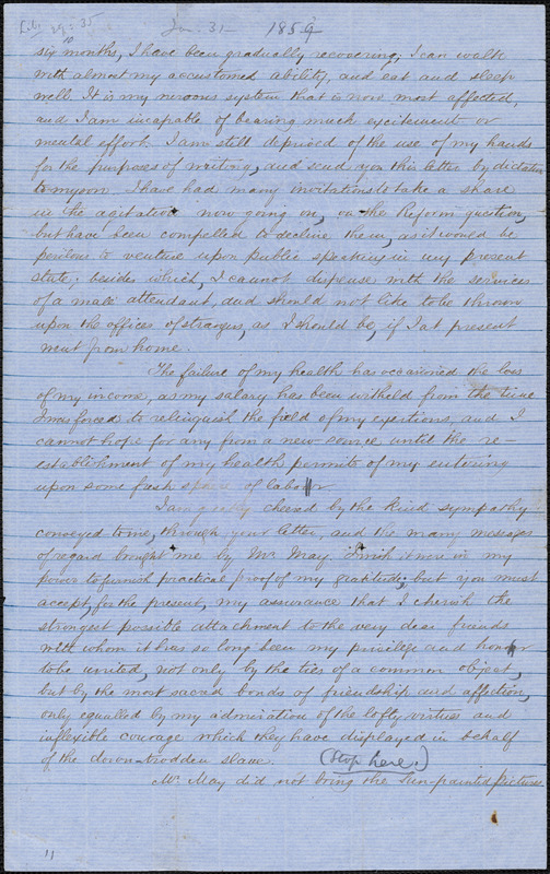 Letter from George Thompson to William Lloyd Garrison, [1859 January 31 ...
