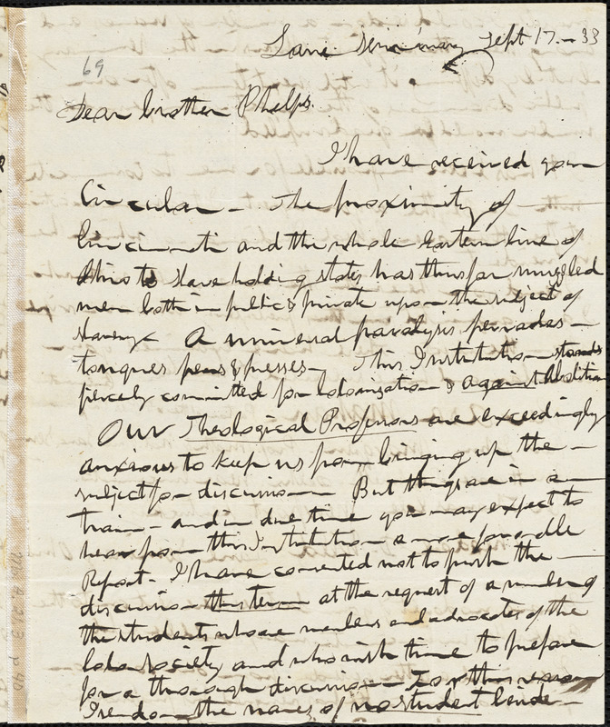 Letter from Theodore Dwight Weld, [Cincinnati, Ohio], to Amos Augustus ...