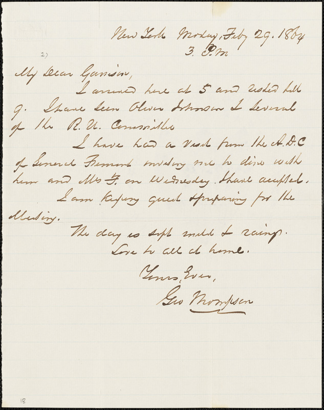 Letter from George Thompson, New York, [New York], to William Lloyd ...
