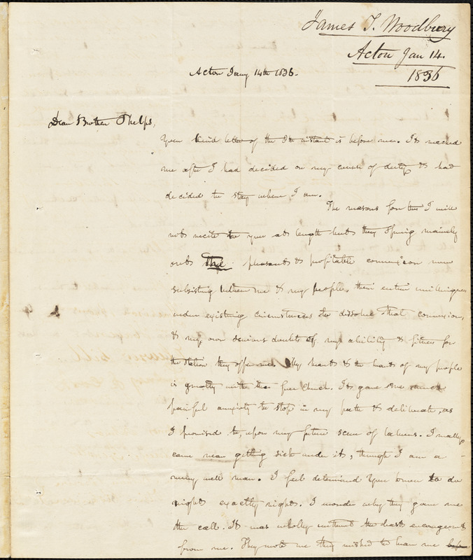 Letter from James Trask Woodbury, Acton, [Massachusetts], to Amos ...