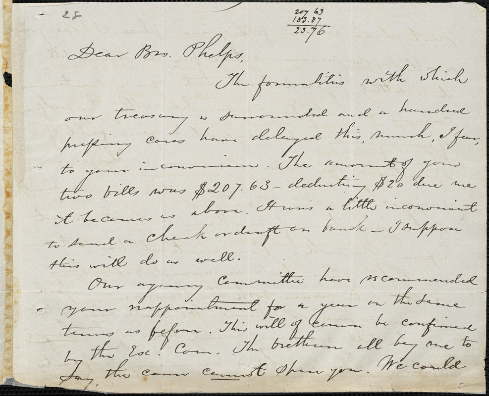 Letter from Elizur Wright, New York, to Amos Augustus Phelps, 1835 June 1 - Digital Commonwealth