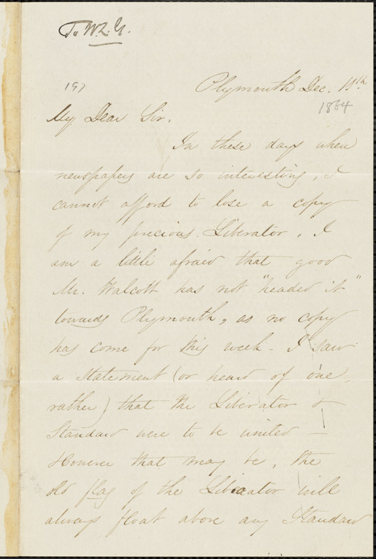 Letter from Anne Maria Whiting, Plymouth, to William Lloyd Garrison ...