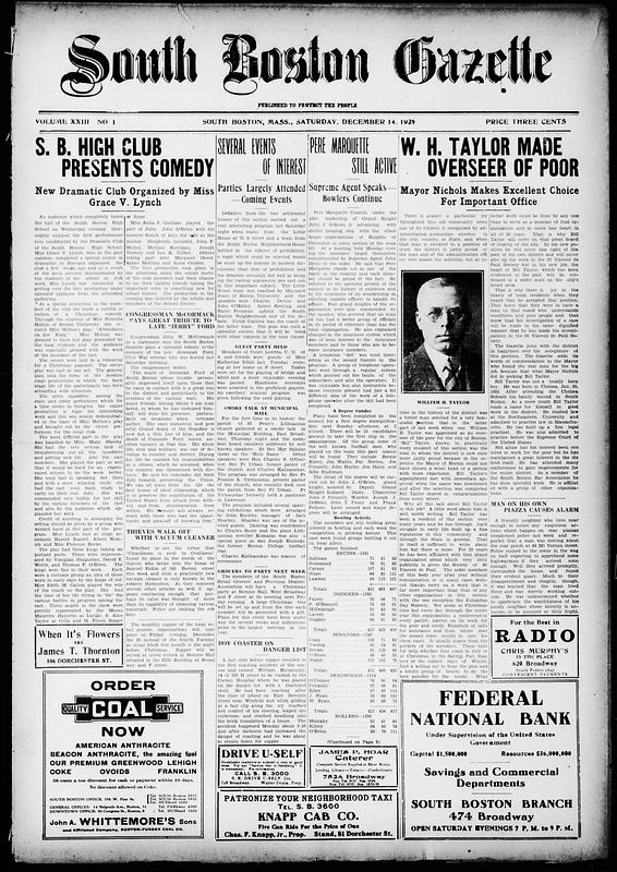 South Boston Gazette, December 14, 1929 - Digital Commonwealth