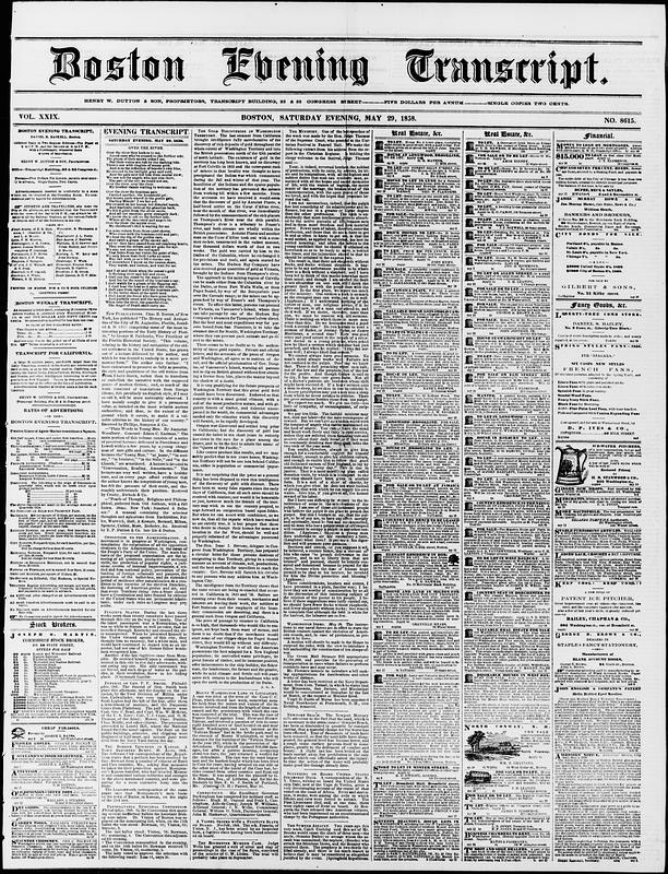 Boston Evening Transcript. May 29, 1858 - Digital Commonwealth