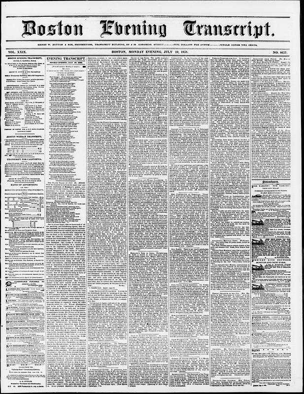 Boston Evening Transcript. July 19, 1858 - Digital Commonwealth