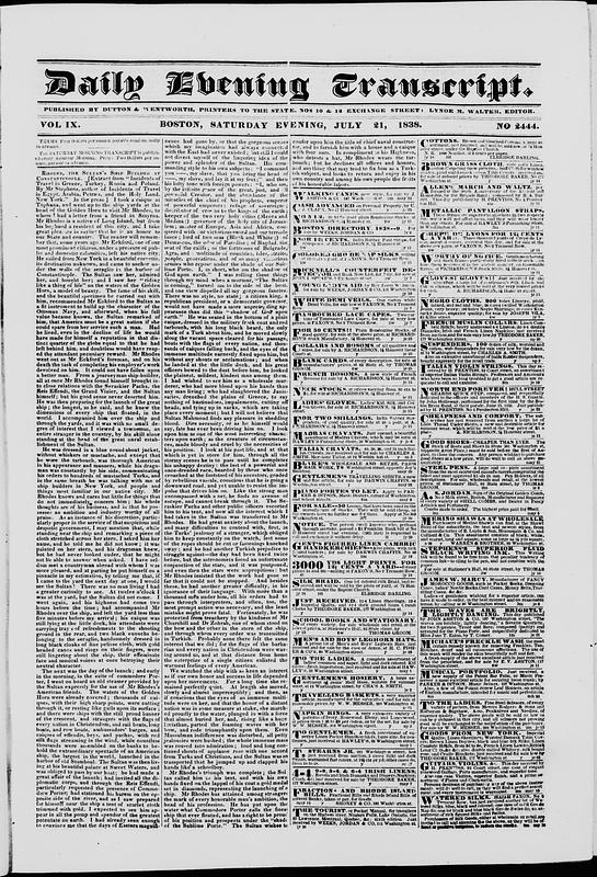 Daily Evening Transcript. July 21, 1838 - Digital Commonwealth