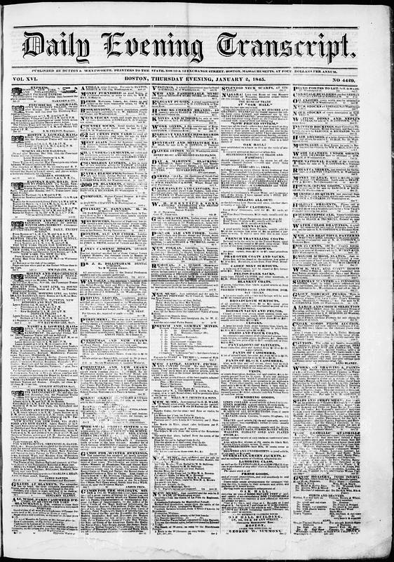 Daily Evening Transcript. January 02, 1845 - Digital Commonwealth