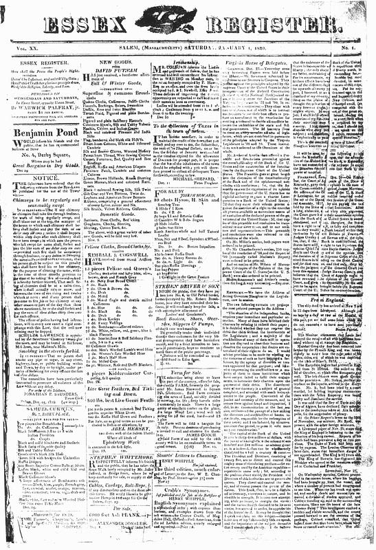 Essex Register. January 01, 1820 - Digital Commonwealth