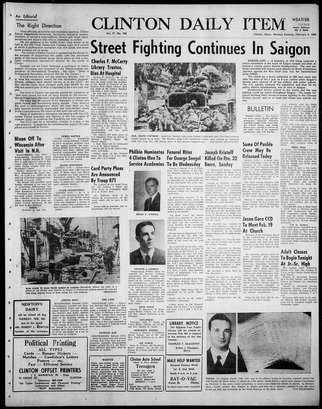 Clinton Daily Item. February 05, 1968 - Digital Commonwealth