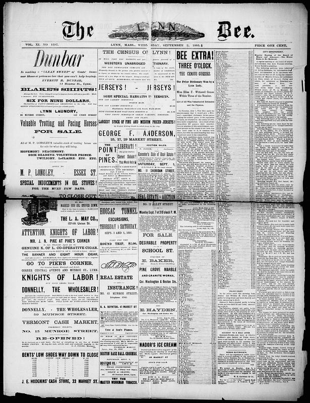 The Lynn Bee. September 02, 1885 - Digital Commonwealth