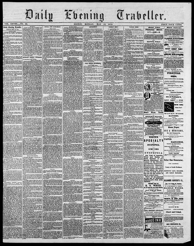 Daily Evening Traveller. May 13, 1872 - Digital Commonwealth