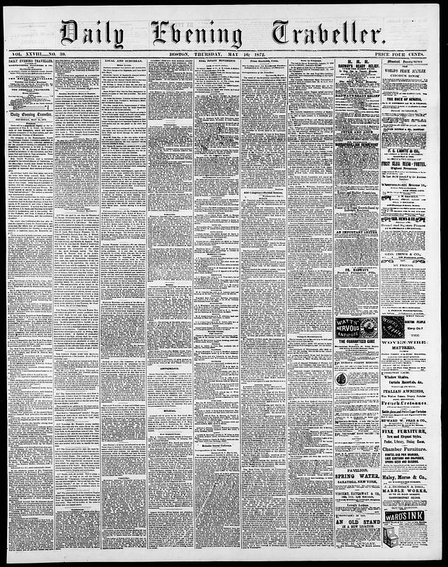 Daily Evening Traveller. May 16, 1872 - Digital Commonwealth