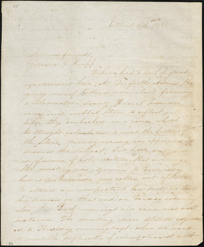 Letter from Nathan Winslow, Portland, to William Lloyd Garrison and ...