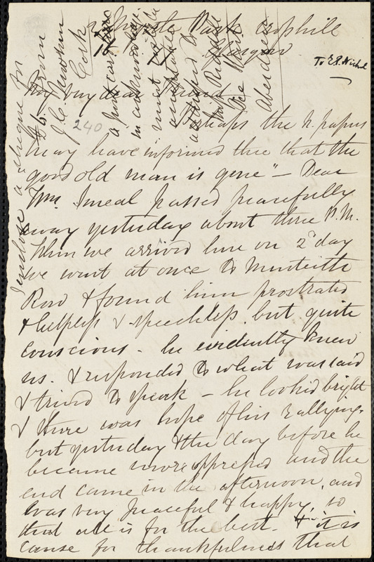 Letter from Mary Anne Estlin, Glasgow, [Scotland], to Francis Jackson ...