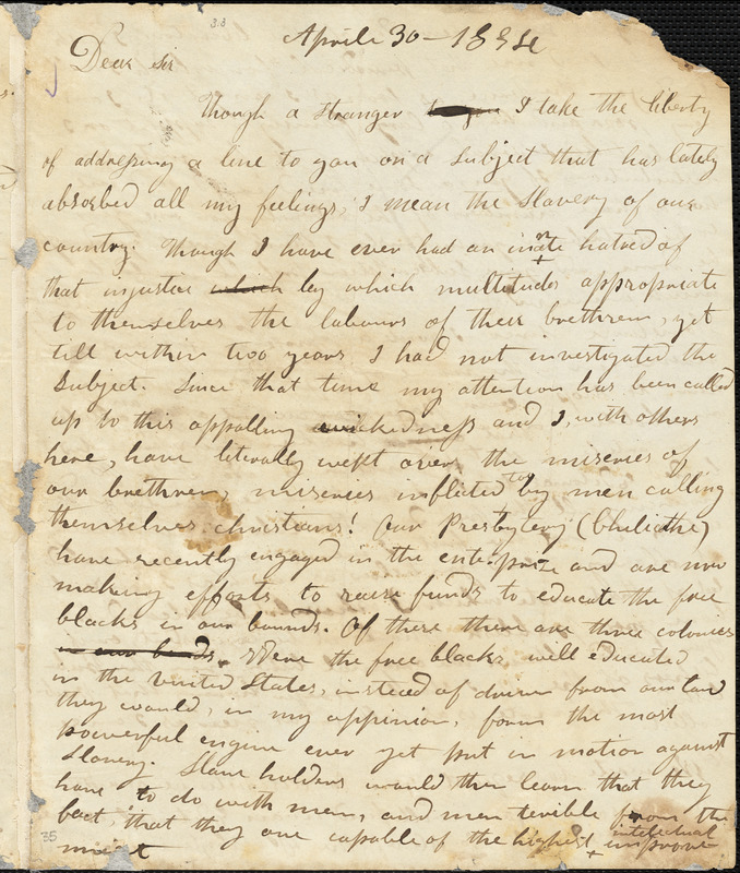 Letter from Robert Rutherford, [Brown County, Ohio], to William Lloyd ...