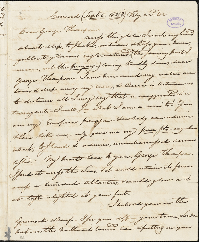 Letter from Nathaniel Peabody Rogers, Concord, [Massachusetts], to ...