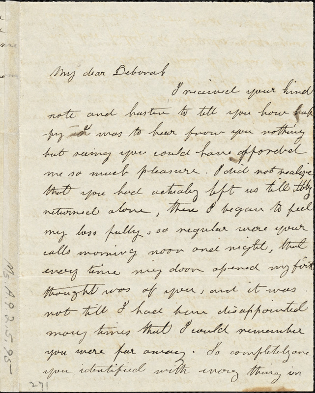 Letter from G.L. Emerson to Debora Weston - Digital Commonwealth