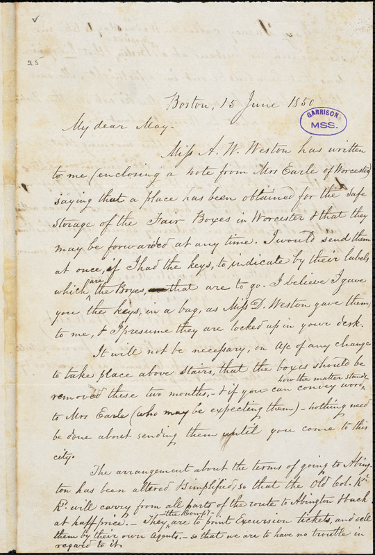 Letter from Robert Folger Wallcut, Boston, [Massachusetts], to Samuel ...