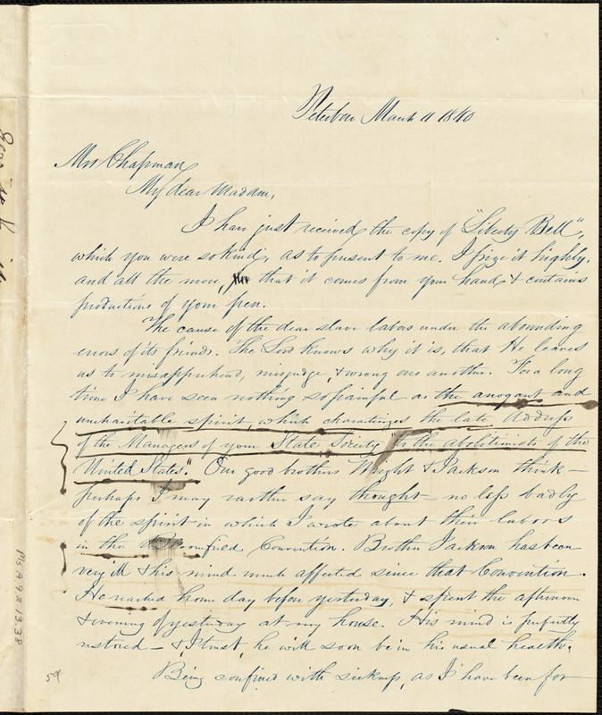 Letter from Gerrit Smith, Petersboro, [New York], to Maria Weston ...