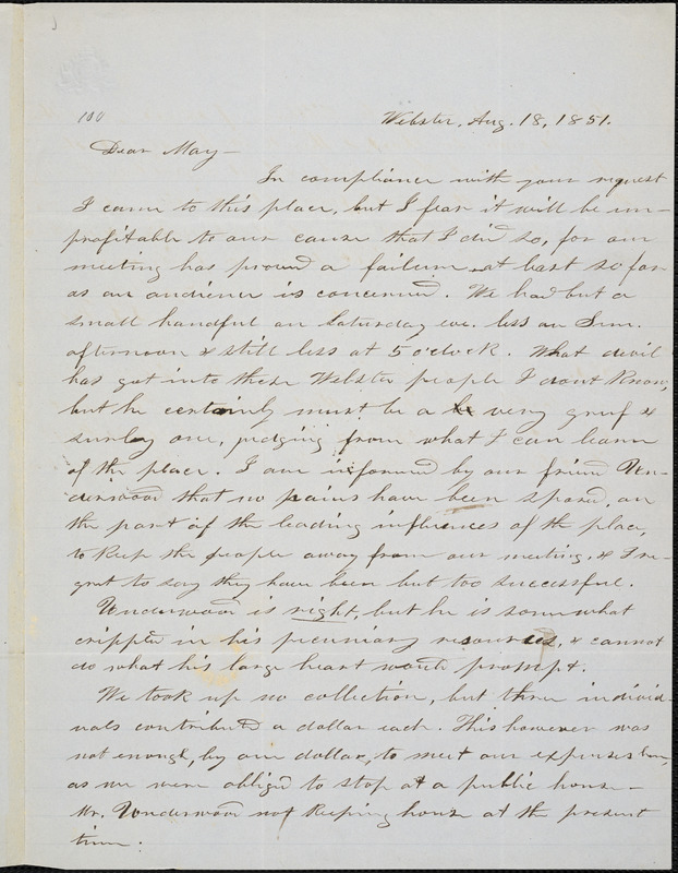 Letter from Stephen Symonds Foster, Webster, [Massachusetts], to Samuel ...