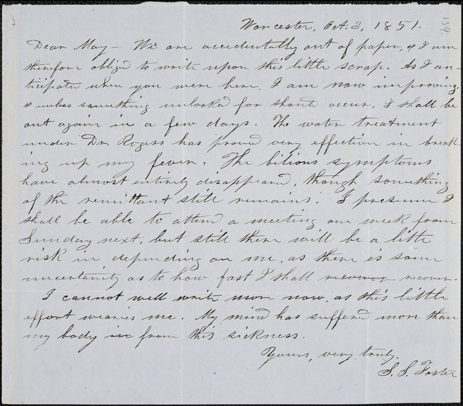 Letter from Stephen Symonds Foster, Worcester, [Massachusetts], to ...