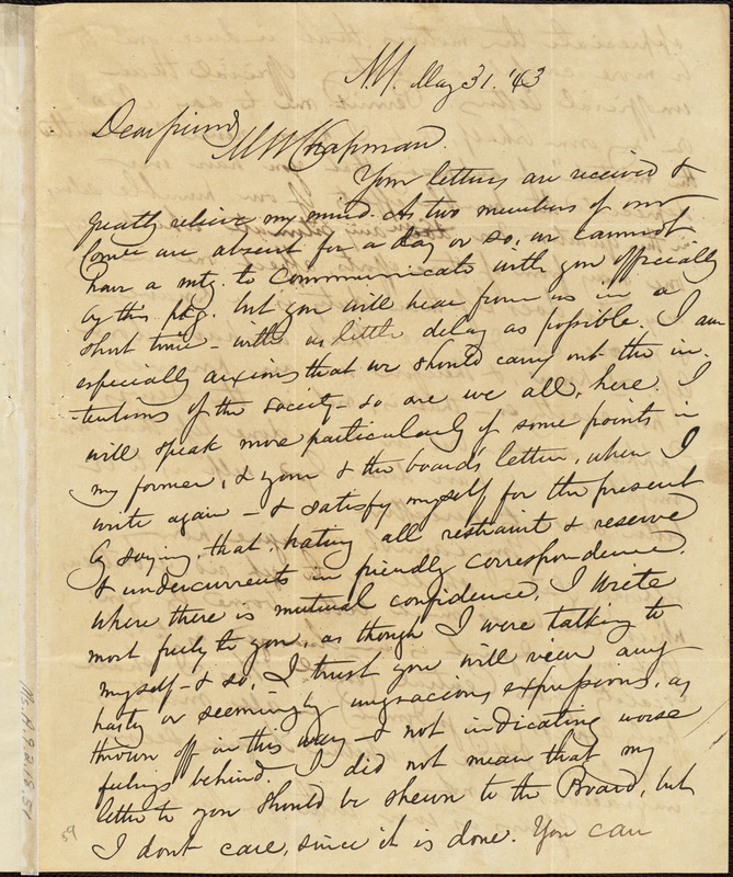 Letter from James Sloan Gibbons, New York, to Maria Weston Chapman ...