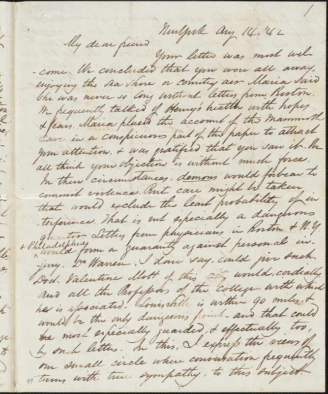 Letter from James Sloan Gibbons, New York, to Caroline Weston, 1842 Aug ...