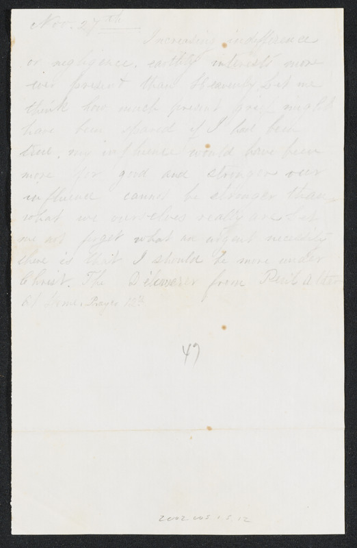 Unsigned note, November 27 [?] - Digital Commonwealth