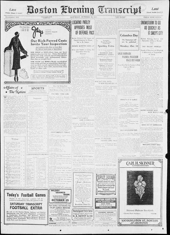 Boston Evening Transcript. October 10, 1925 - Digital Commonwealth