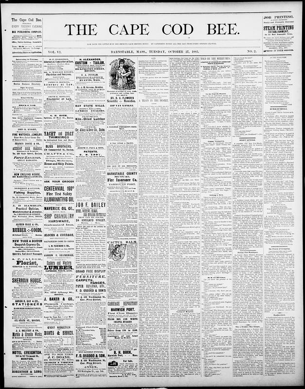The Cape Cod Bee. October 27, 1885 - Digital Commonwealth