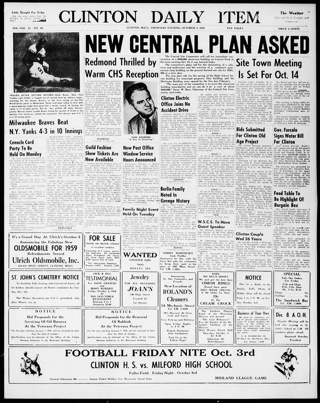 Clinton Daily Item. October 02, 1958 - Digital Commonwealth