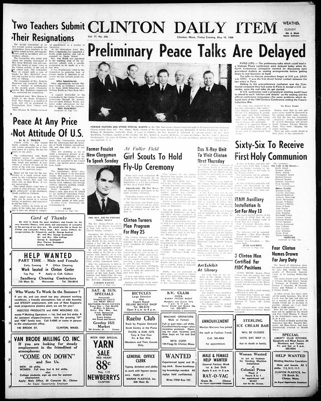 Clinton Daily Item. May 10, 1968 - Digital Commonwealth