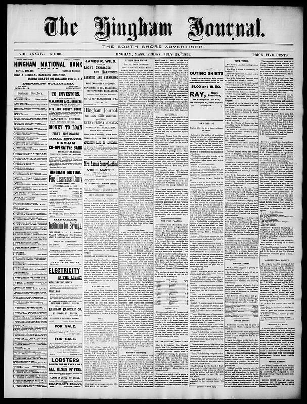 Hingham Journal. July 28, 1893 - Digital Commonwealth