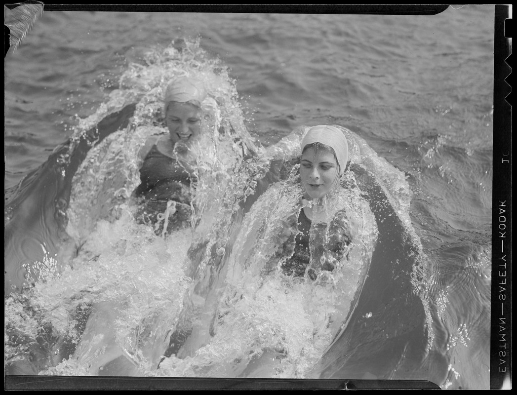 Girls frolic in the water - Digital Commonwealth