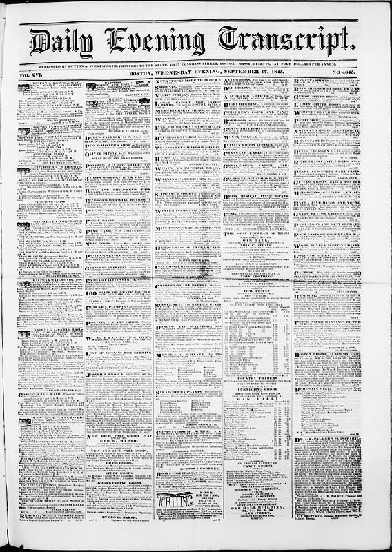 Daily Evening Transcript. September 17, 1845 - Digital Commonwealth