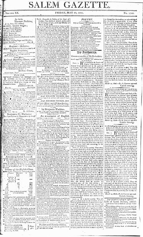 The Salem Gazette. May 30, 1806 - Digital Commonwealth