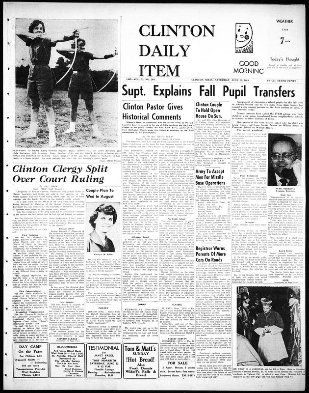 Clinton Daily Item. June 22, 1963 - Digital Commonwealth