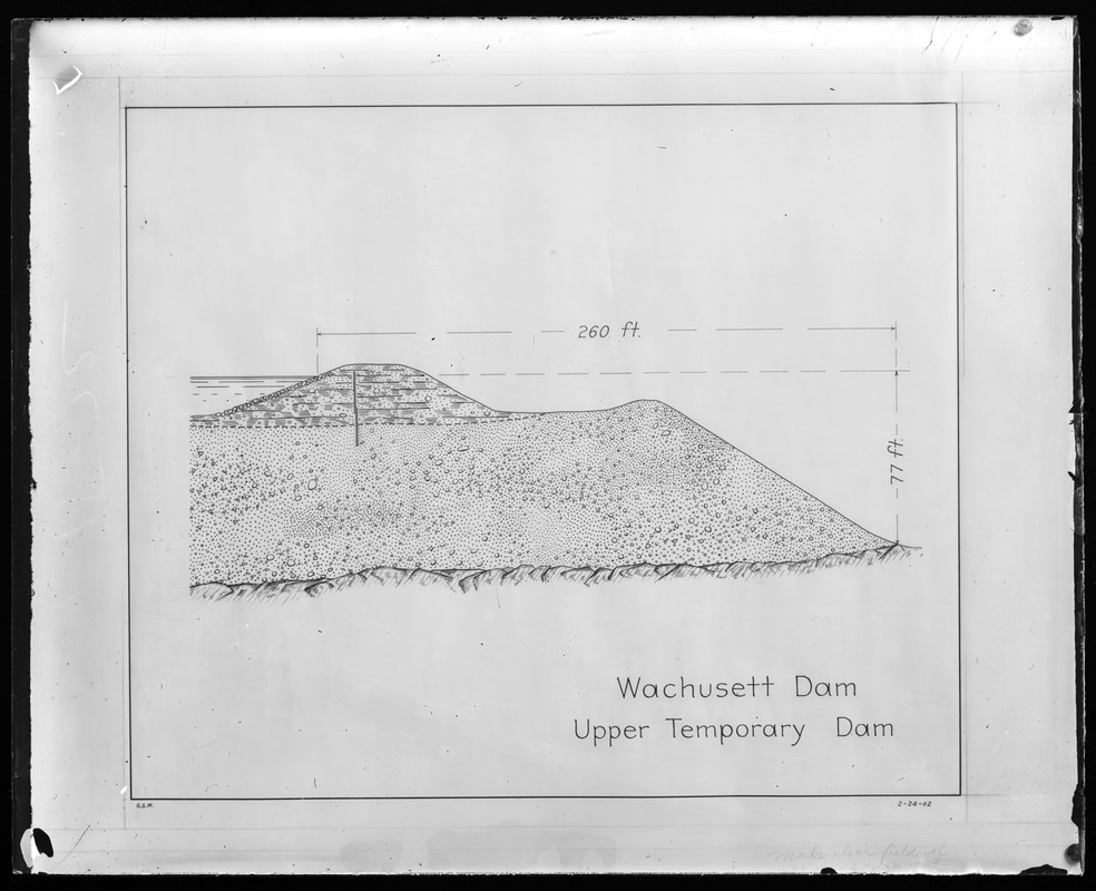 Wachusett Reservoir, Wachusett Dam, upper temporary dam (plan), Clinton ...