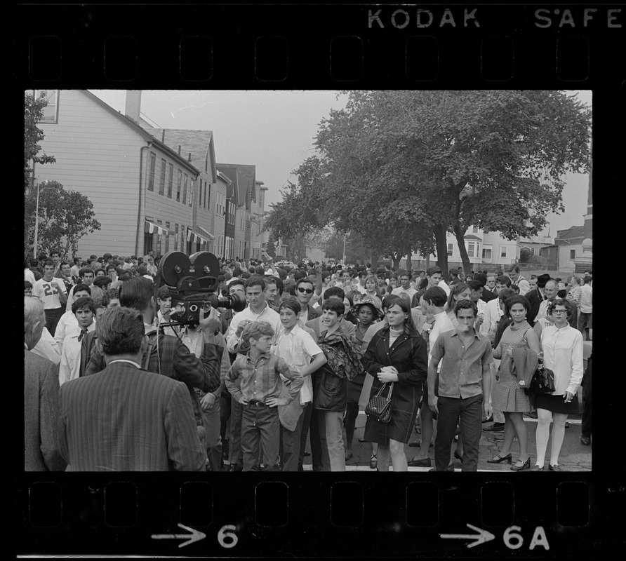 Crowd of students in front of East Boston High School during time of ...