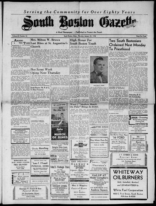 South Boston Gazette. January 30, 1958 - Digital Commonwealth