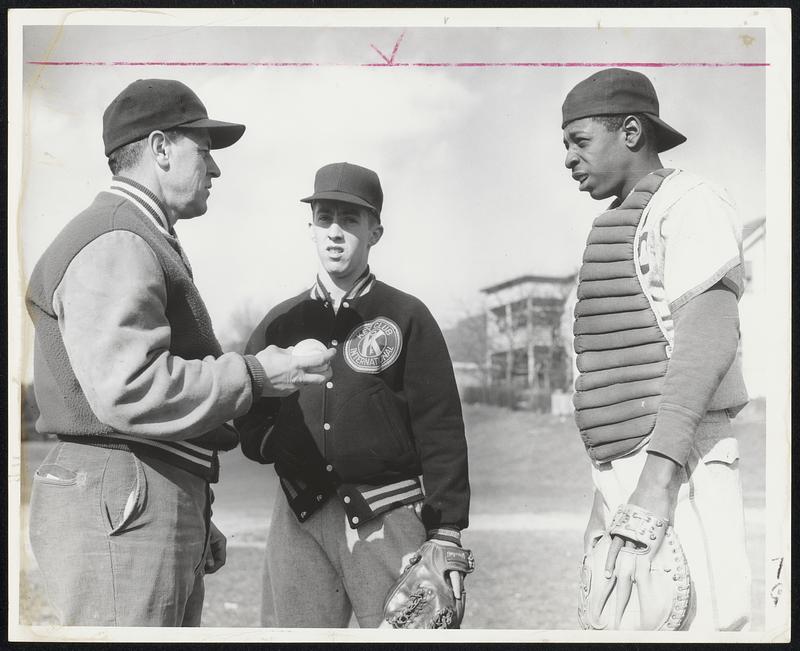 Coach Dick Gibson, Dan Sansom, pitcher. Jim Taylor, catch - Digital ...