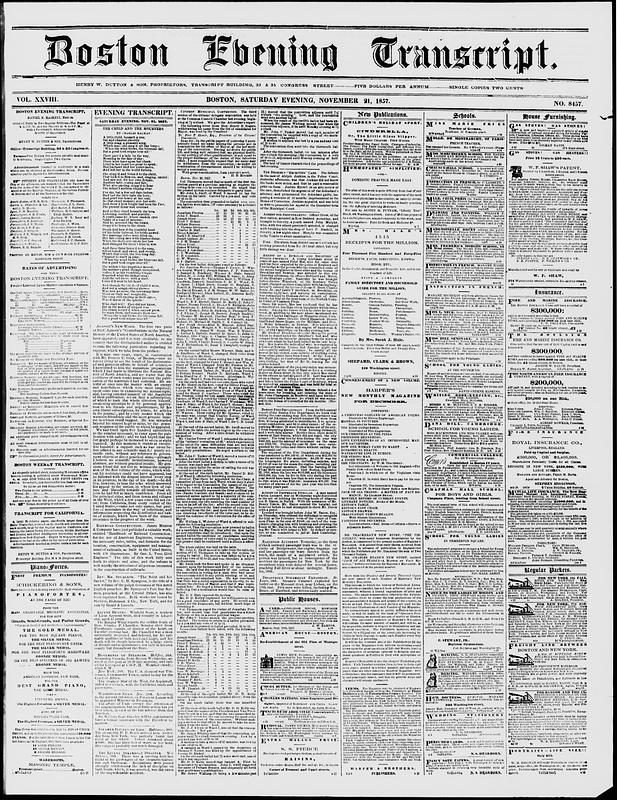 Boston Evening Transcript. November 21, 1857 - Digital Commonwealth