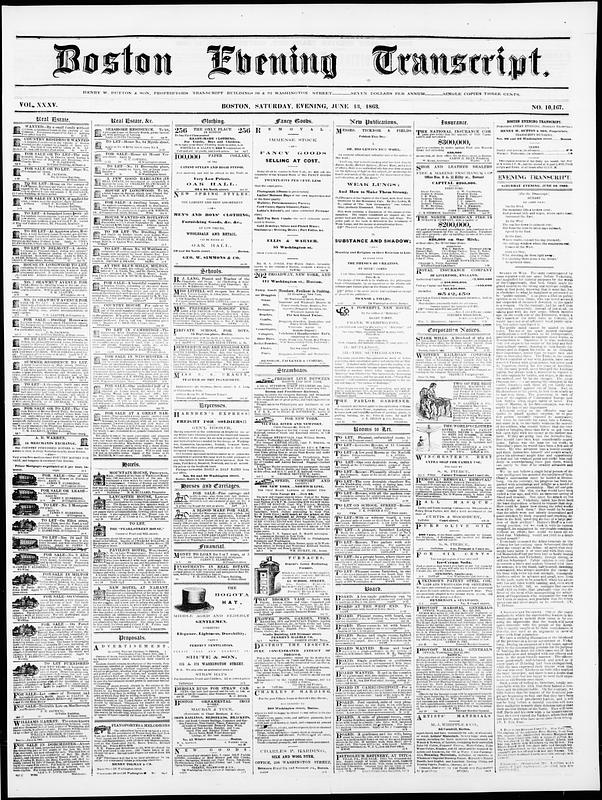 Boston Evening Transcript. June 13, 1863 - Digital Commonwealth