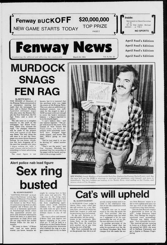 The Fenway News. March 28, 1984 - Digital Commonwealth